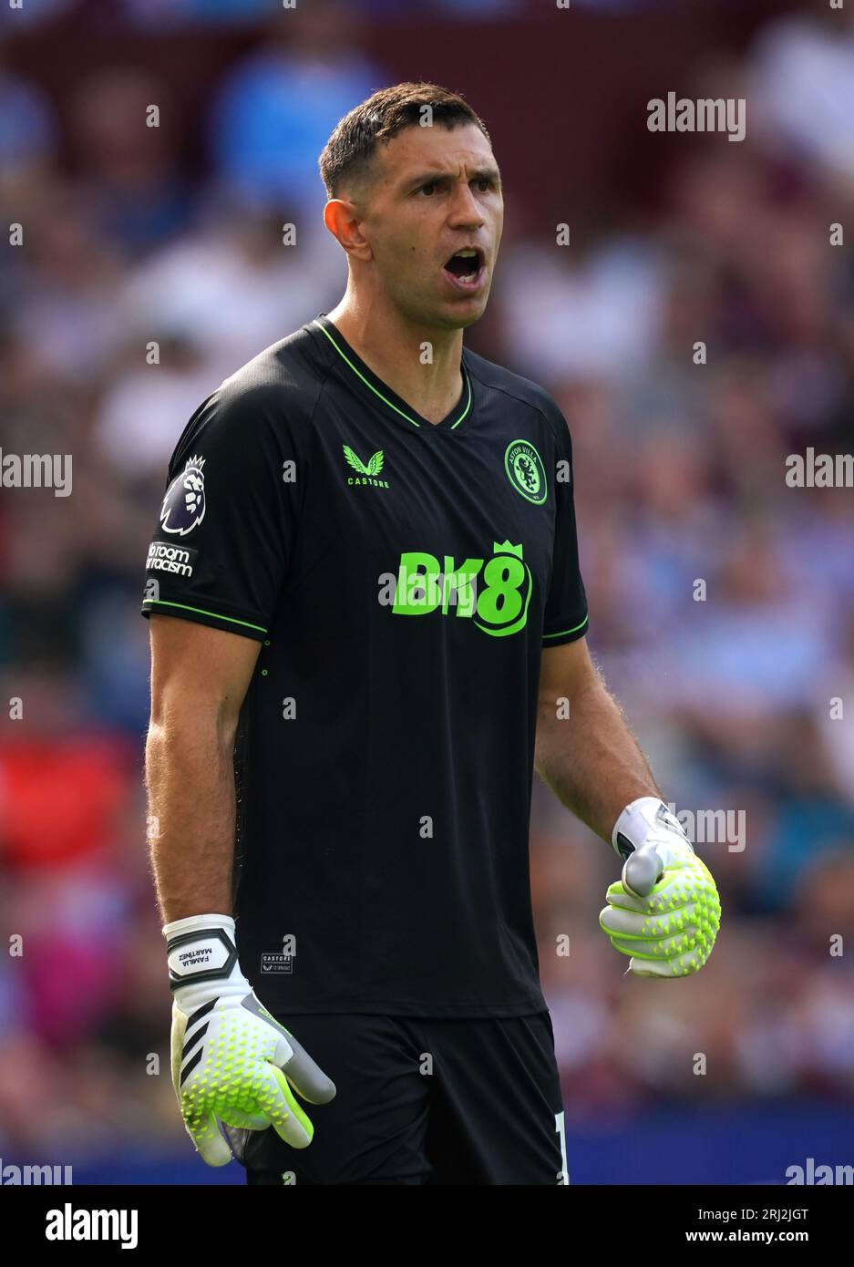 Aston Villa goalkeeper Emiliano Martinez during the Premier League ...