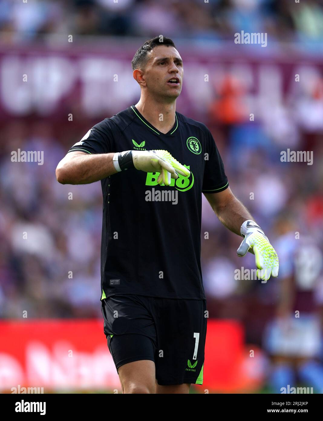Aston Villa goalkeeper Emiliano Martinez during the Premier League ...