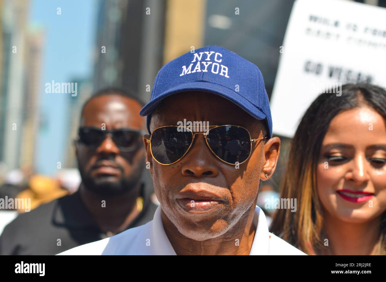 New York, United States. 20th August, 2023. Mayor Eric Adams is seen ...