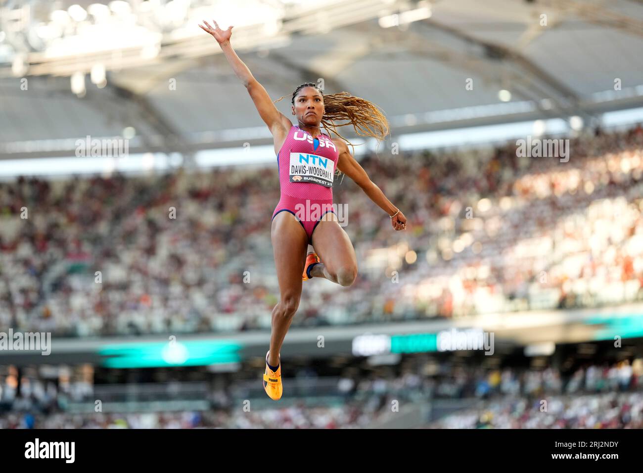 Tara Davis-Woodhall, of the United States, makes an attempt in the ...