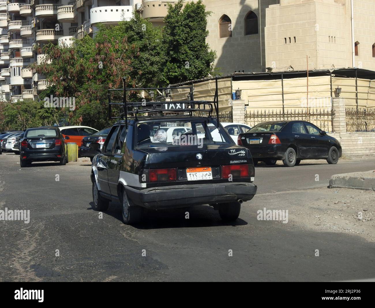 Cairo, Egypt, August 4 2023: An old style black and white Cairo ...