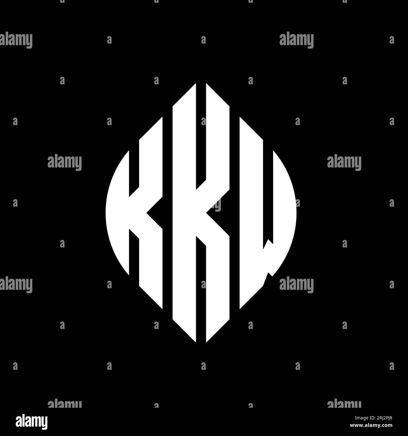 KKW circle letter logo design with circle and ellipse shape. KKW ...