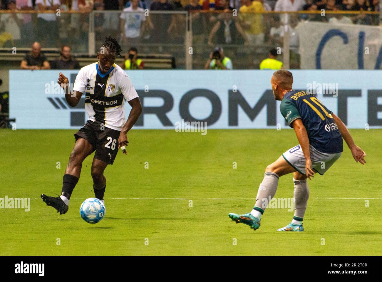 Parma, Italy. 20th Aug, 2023. Woyo Coulibaly (Parma) passing the ball ...