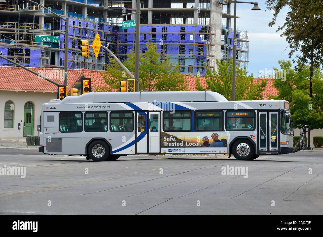 Public transport in Tucson AZ with colorful advertising wrap covering ...