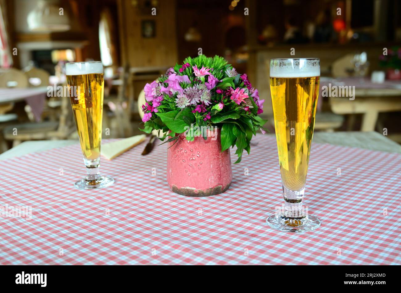Chilled beer served before lunch in a restaurant Stock Photo - Alamy