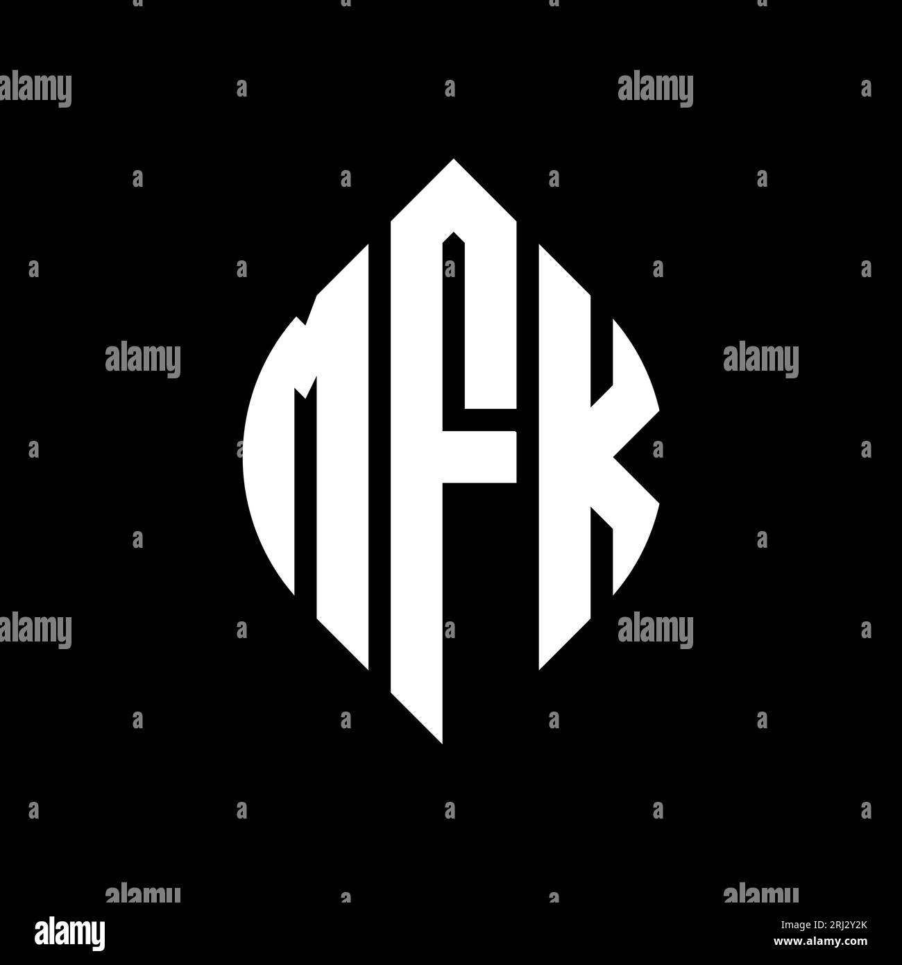 MFK circle letter logo design with circle and ellipse shape. MFK ...