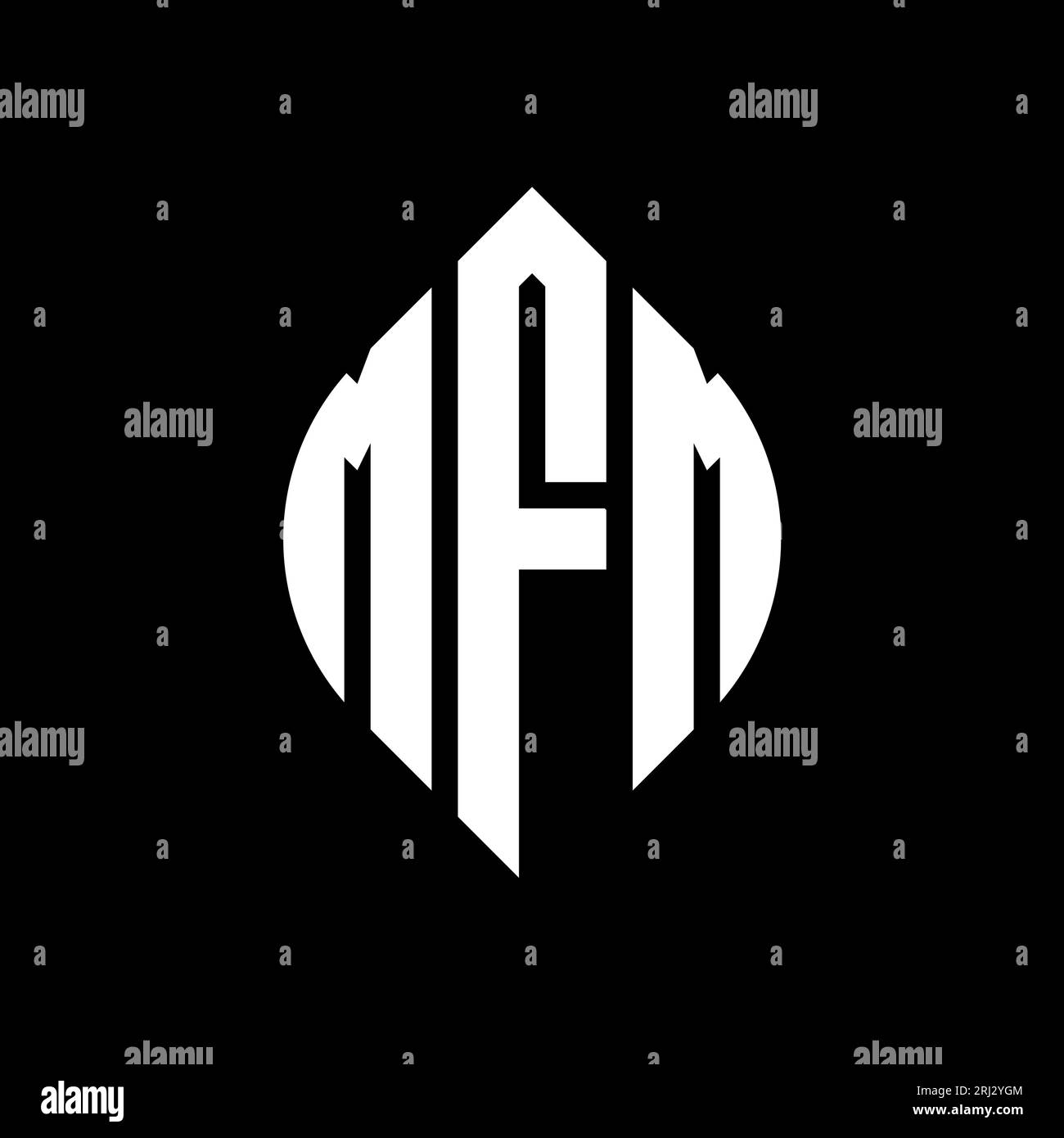 MFM circle letter logo design with circle and ellipse shape. MFM ...