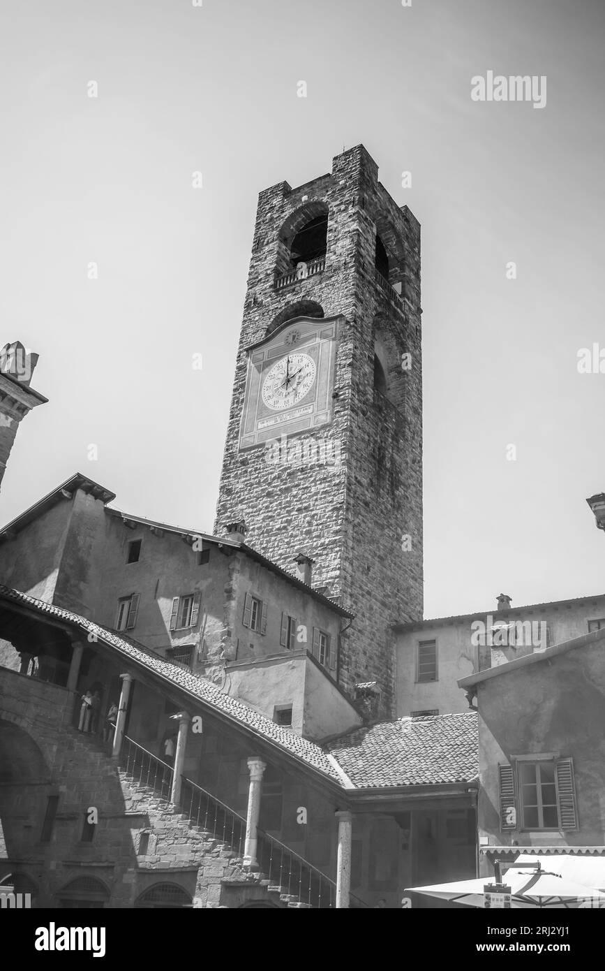 Campanone, big bell of Bergamo città alta Stock Photo - Alamy