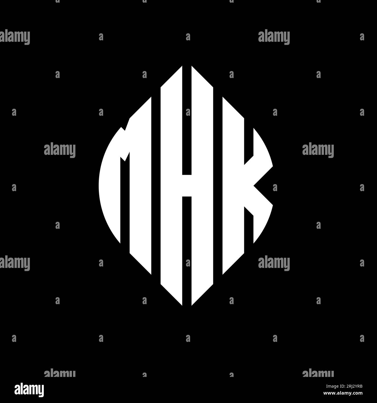 MHK circle letter logo design with circle and ellipse shape. MHK ...