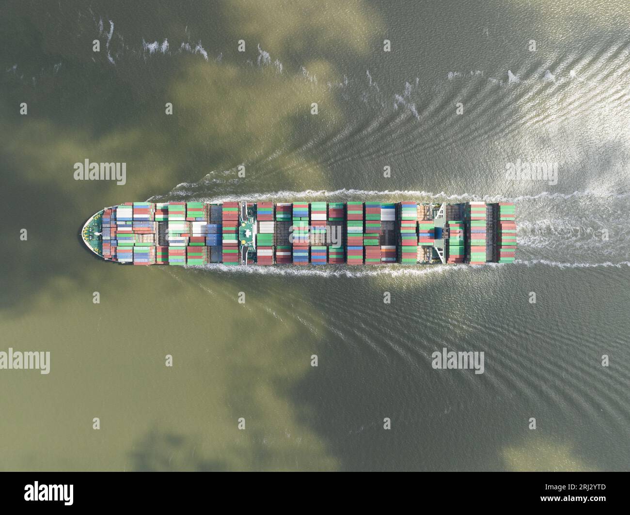 Top down view of a large bulk container ship Stock Photo - Alamy