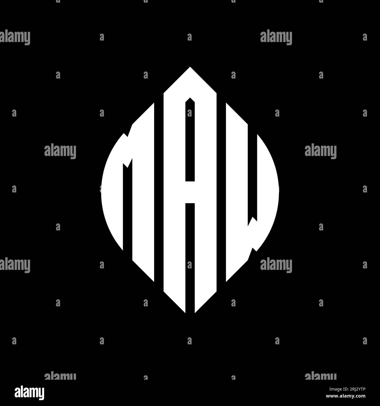 MAW circle letter logo design with circle and ellipse shape. MAW ...