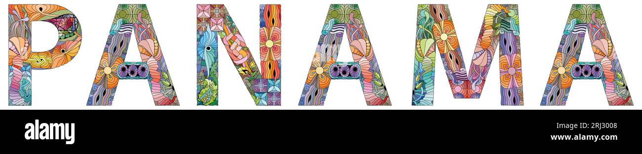 Vector word Panama. Hand-painted art design. Illustration for t -shirt ...