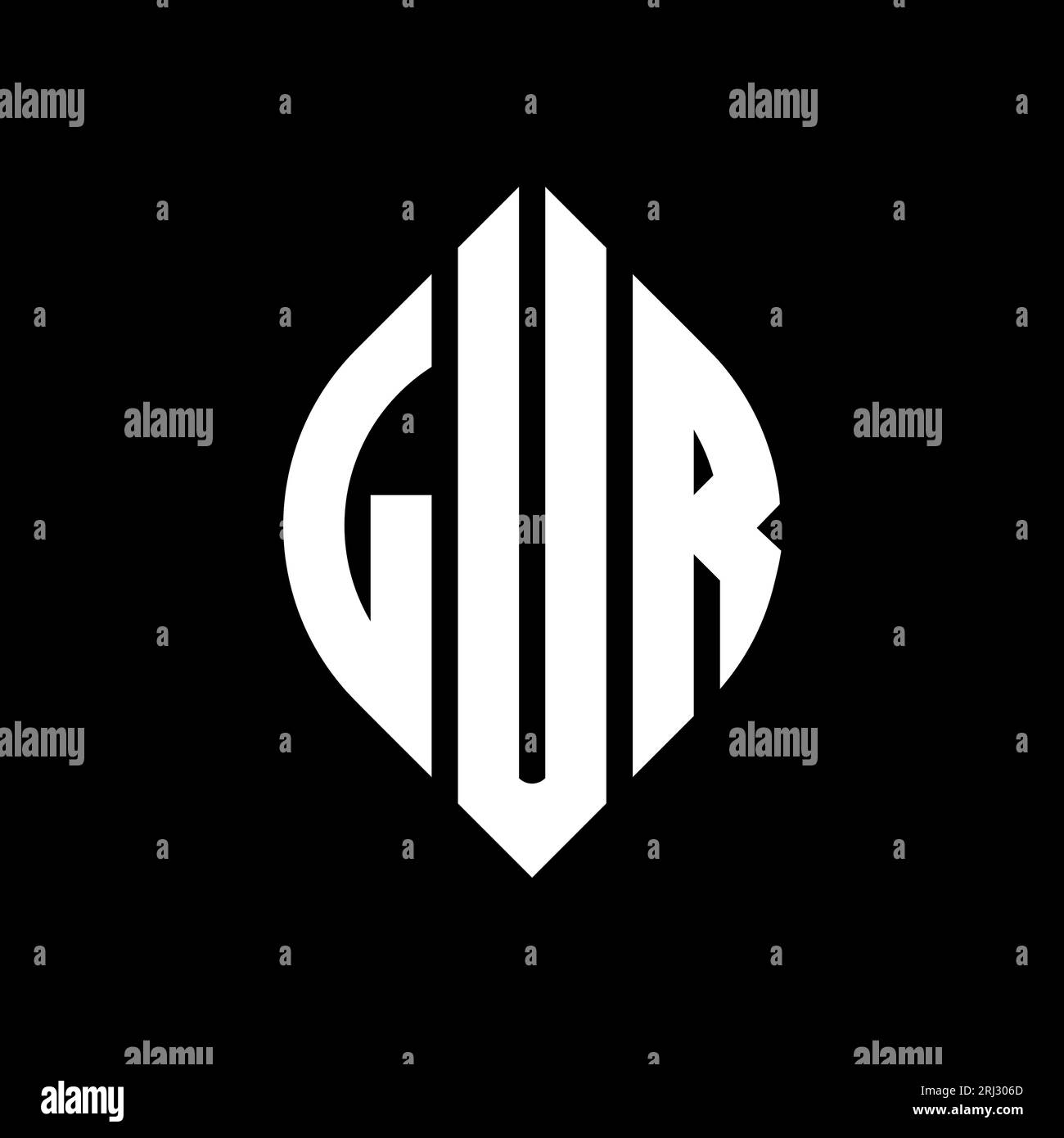 LUR circle letter logo design with circle and ellipse shape. LUR ...
