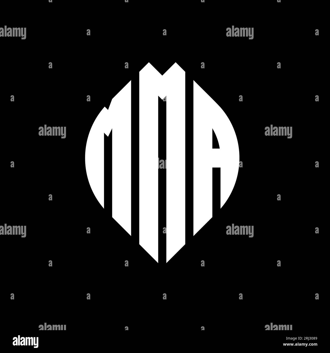 MMA circle letter logo design with circle and ellipse shape. MMA ...