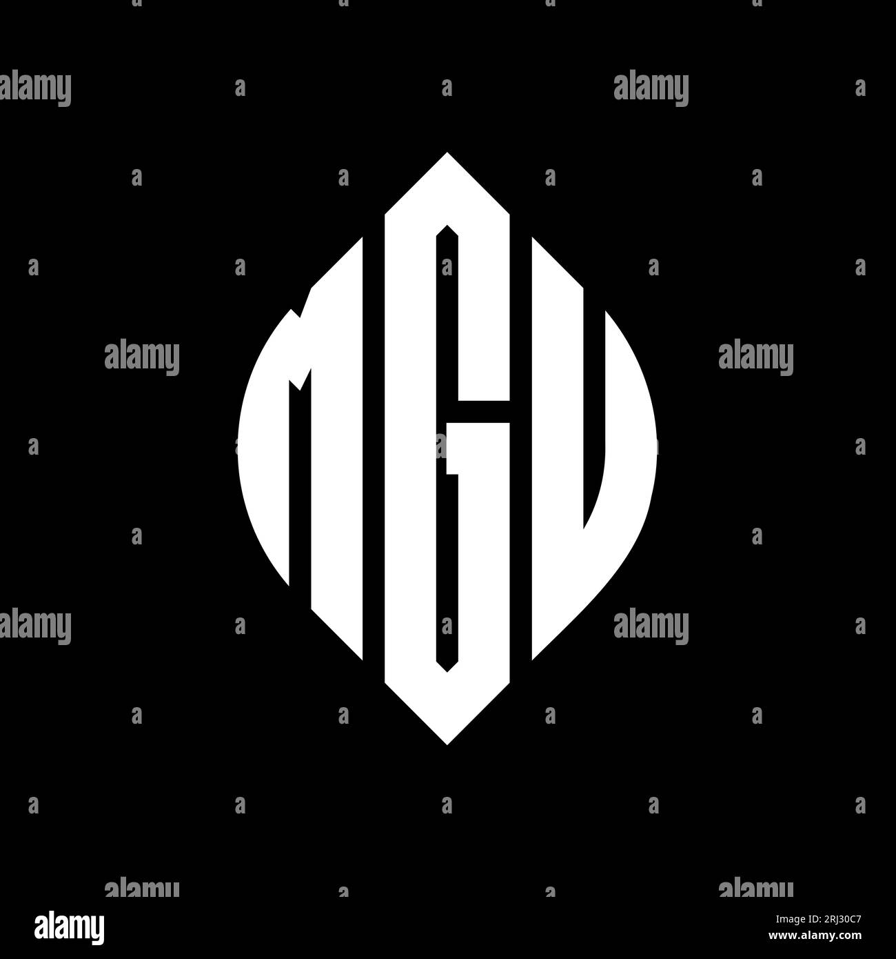 MGU circle letter logo design with circle and ellipse shape. MGU ...