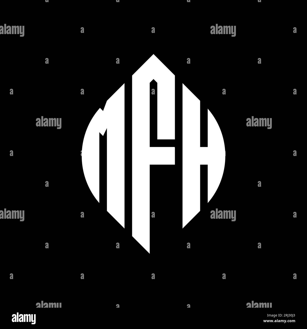 MFH circle letter logo design with circle and ellipse shape. MFH ...