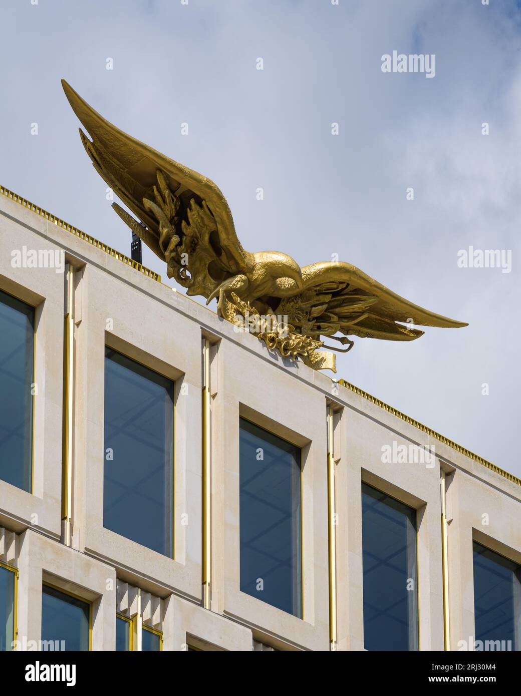 London, UK - July 30, 2023; Large golden eagle artwork by Theodore ...