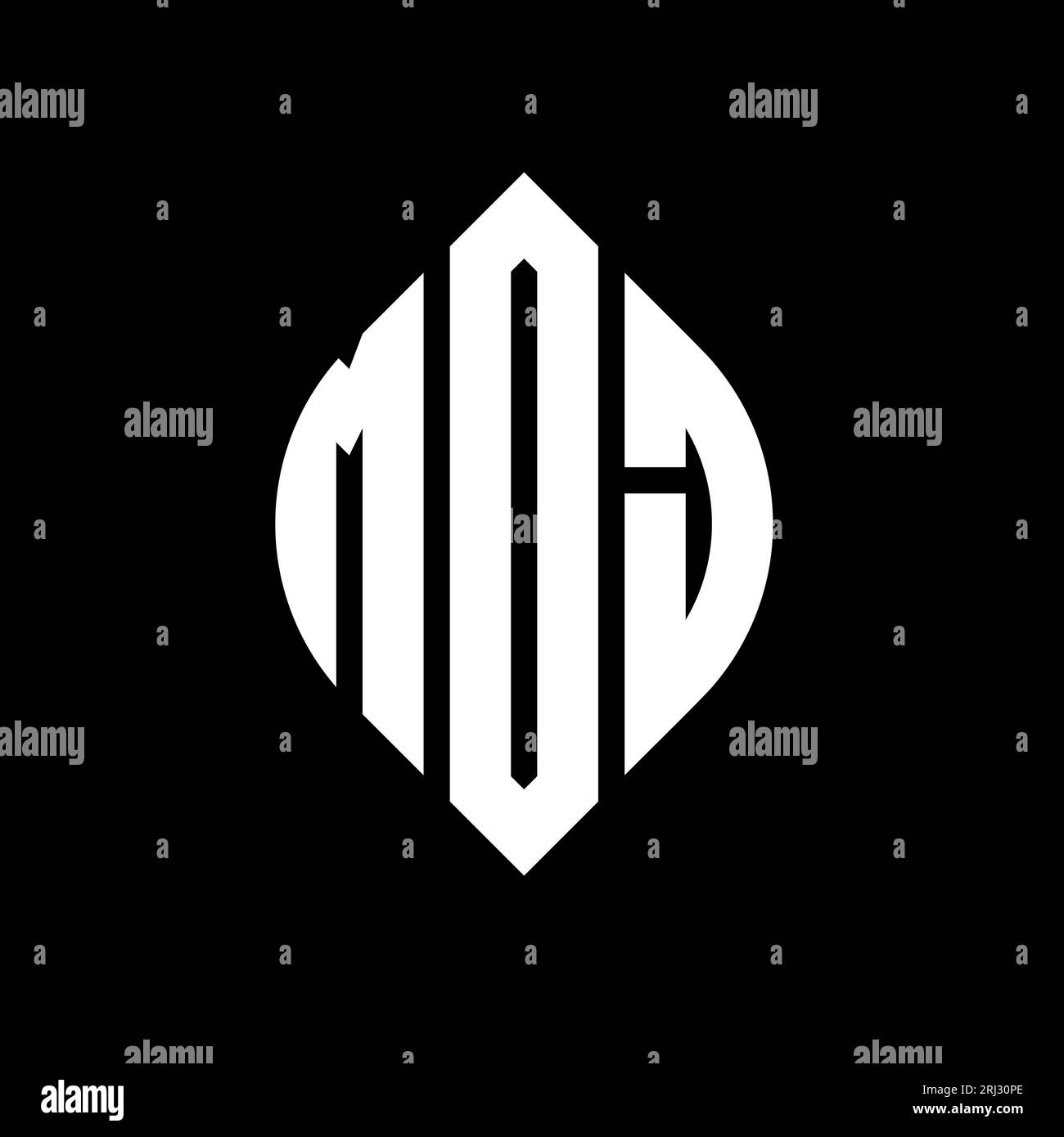 MOJ circle letter logo design with circle and ellipse shape. MOJ ...