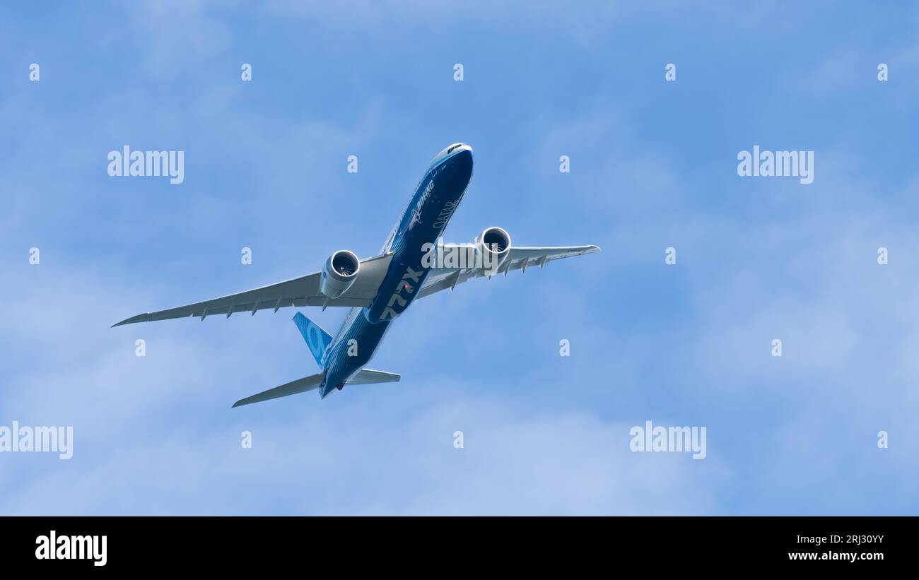 Duvall, WA, USA - August 11, 2023; Boeing 777-9 test bed aircraft from ...