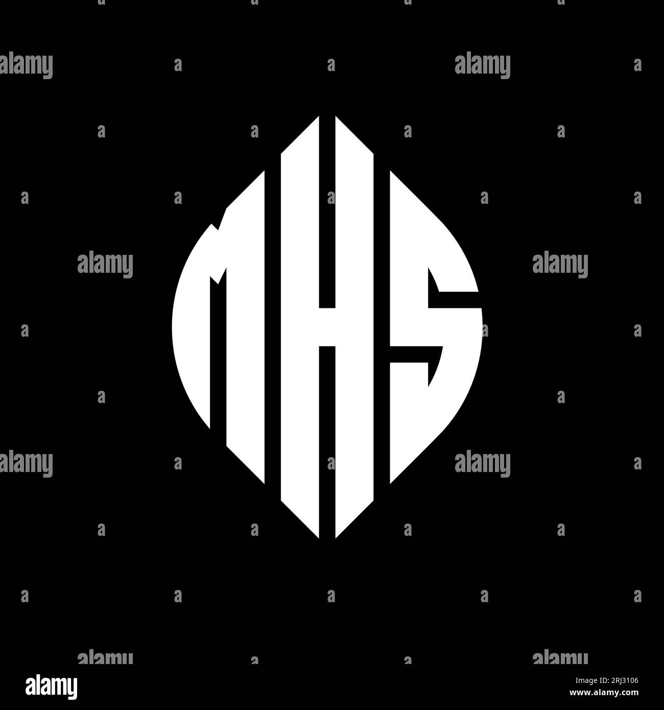 MHS circle letter logo design with circle and ellipse shape. MHS ...