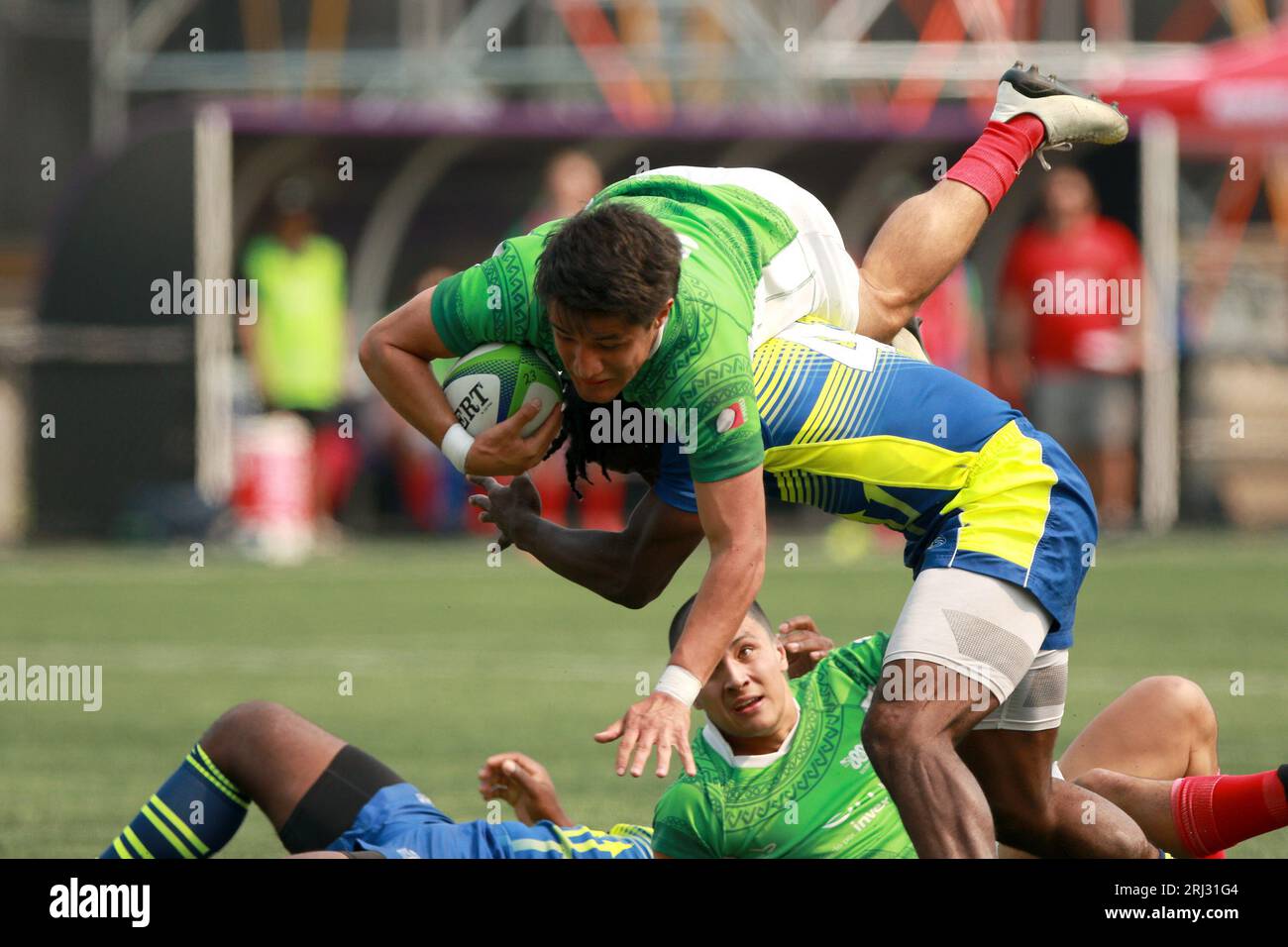 Langford, Can. 20th Aug, 2023. Mexico‚Äôs Andres Rodriguez is tackled ...
