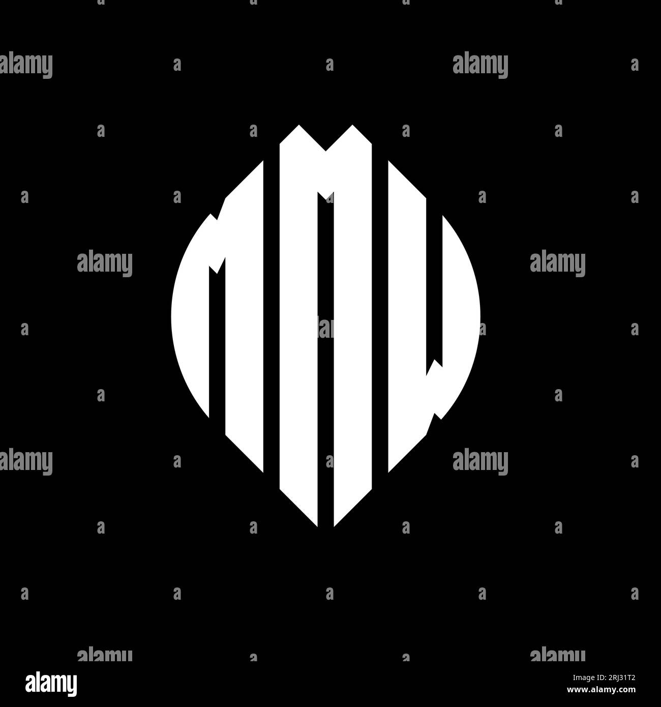 MMW circle letter logo design with circle and ellipse shape. MMW ...