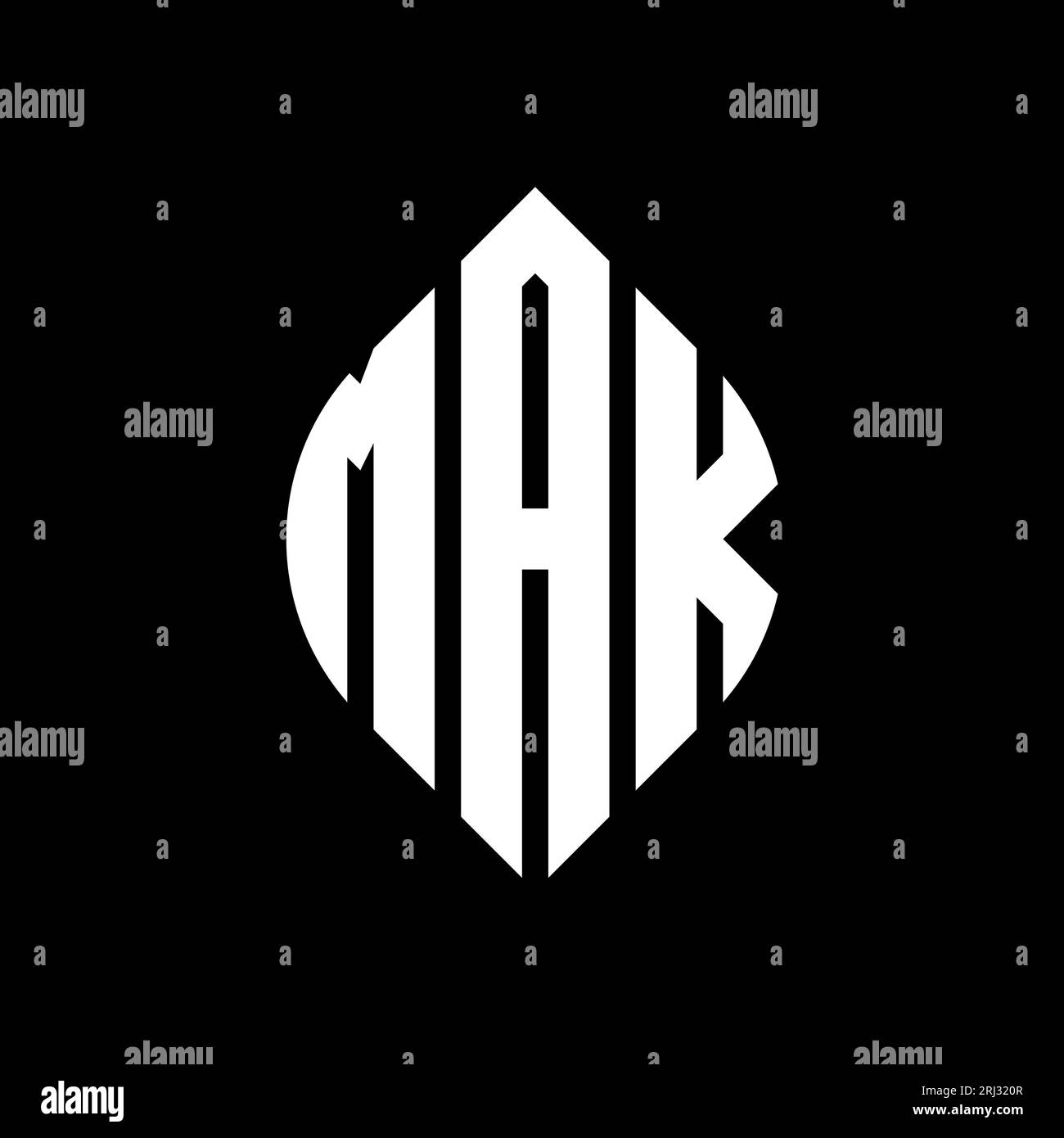MAK circle letter logo design with circle and ellipse shape. MAK ...