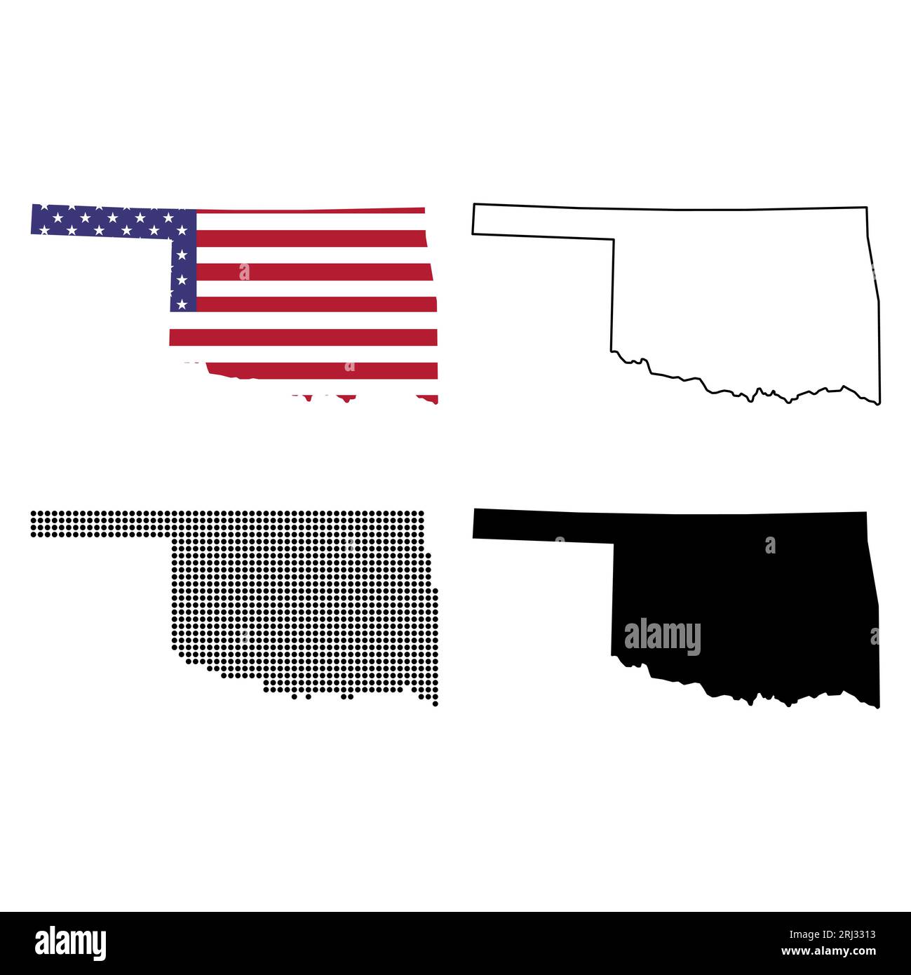 Set of Oklahoma map, united states of america. Flat concept symbol ...