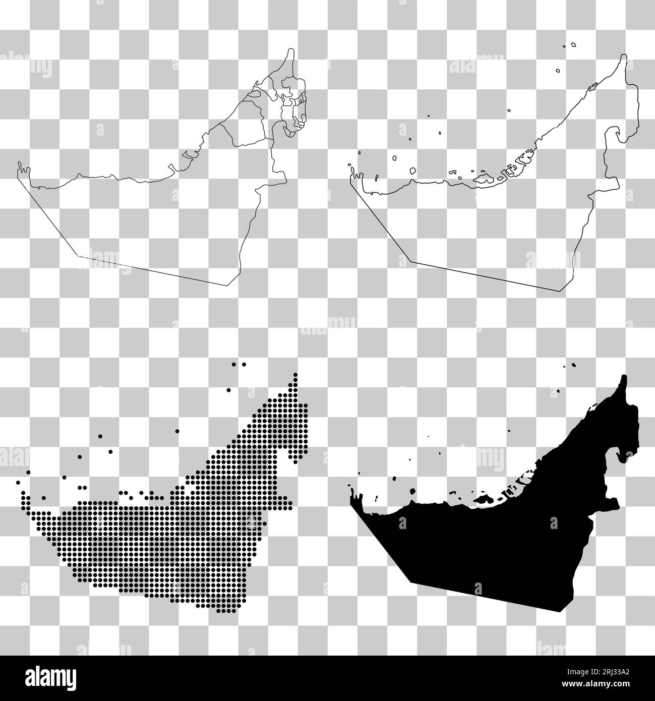 Set of United arab emirates map icon, geography blank concept, graphic ...
