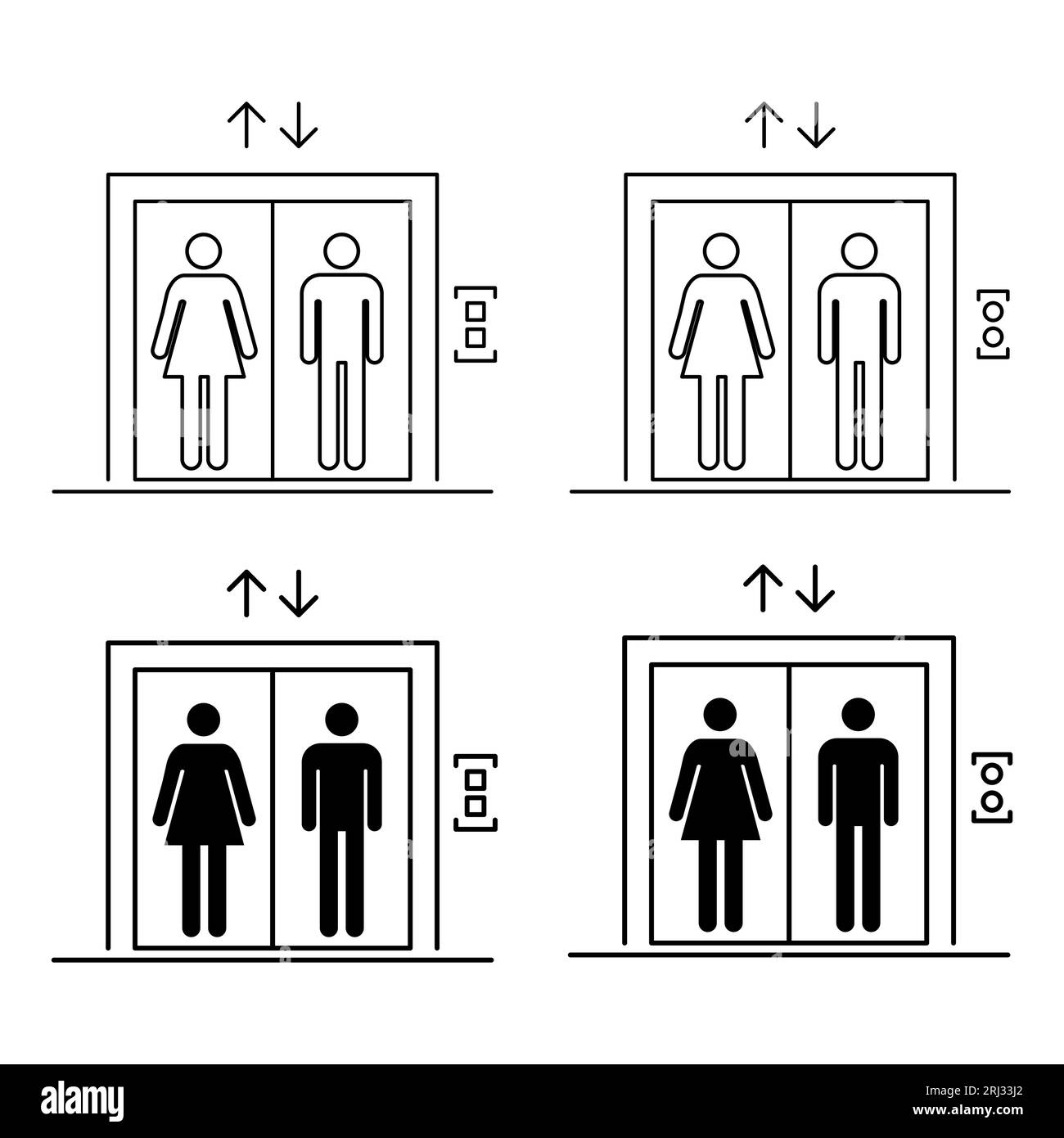 Set of Lift elevator icon, graphic design sign, building doorway symbol ...