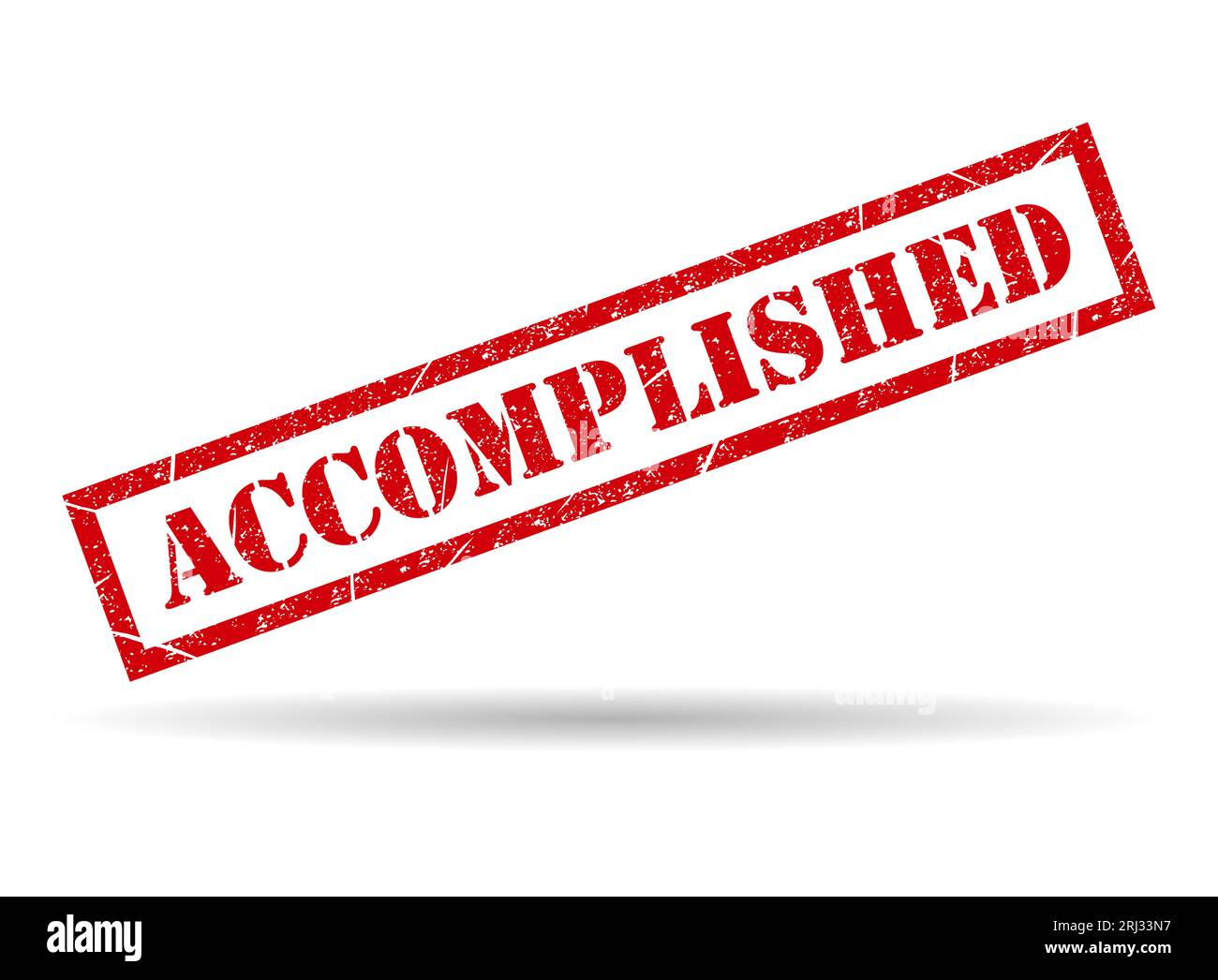 Accomplished stamp symbol shadow, label sticker sign button, text ...