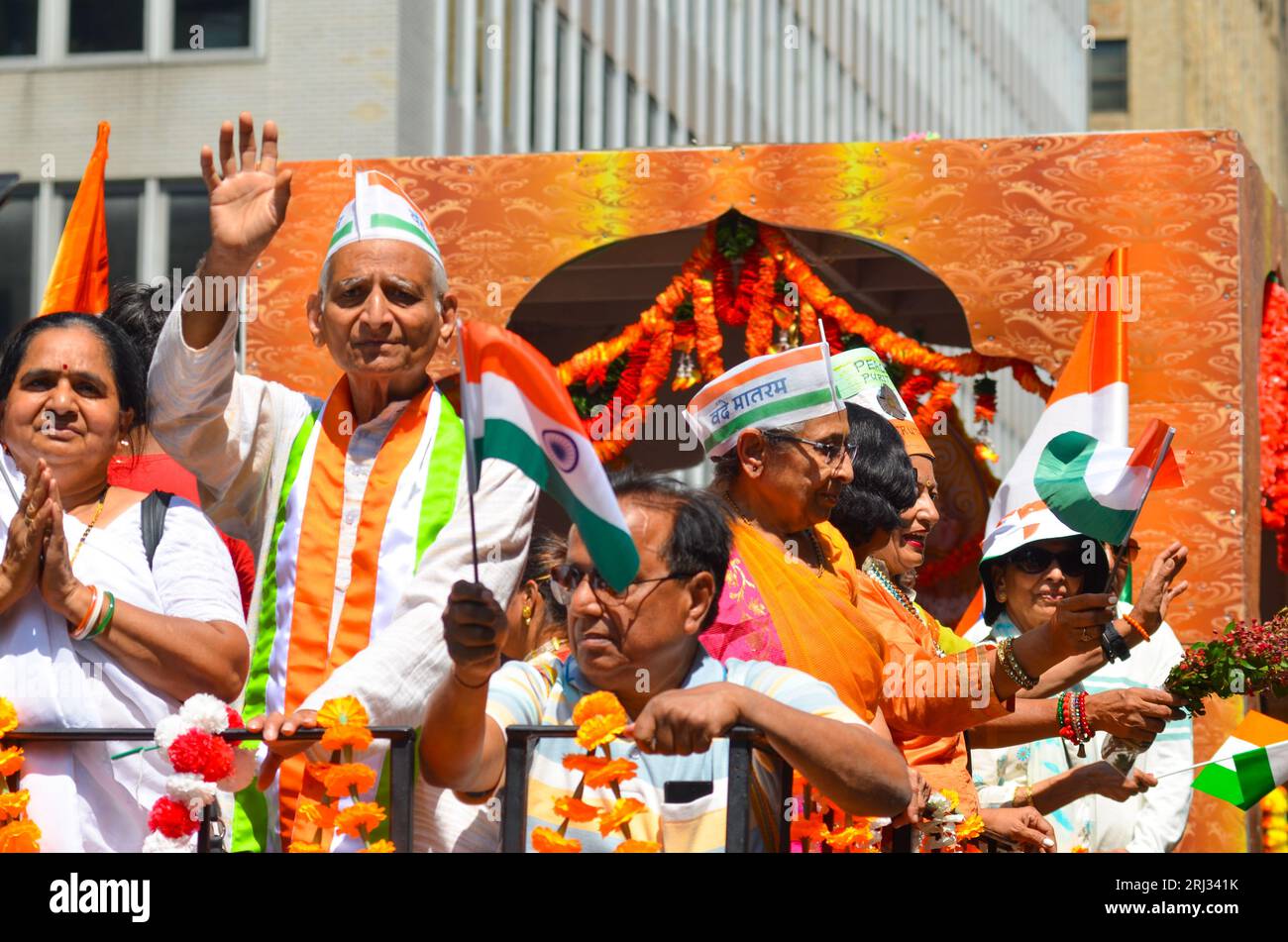 New York, New York, USA. 20th Aug, 2023. Parade float in the Indian Day ...