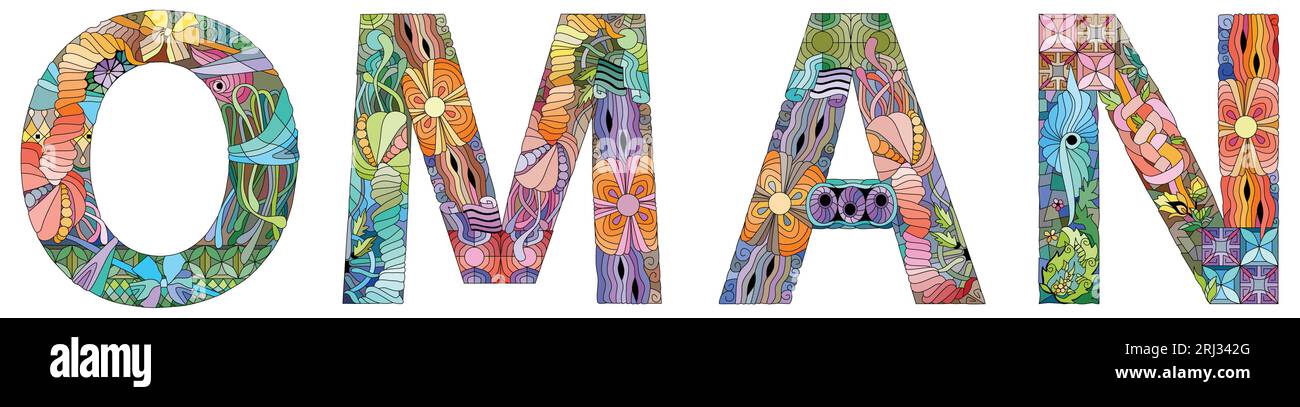 Vector word Oman. Hand-painted art design. Illustration for t -shirt ...