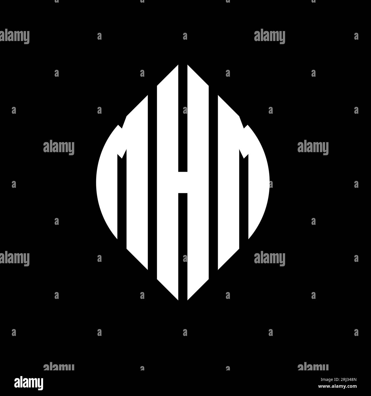 MHM circle letter logo design with circle and ellipse shape. MHM ellipse letters with ...