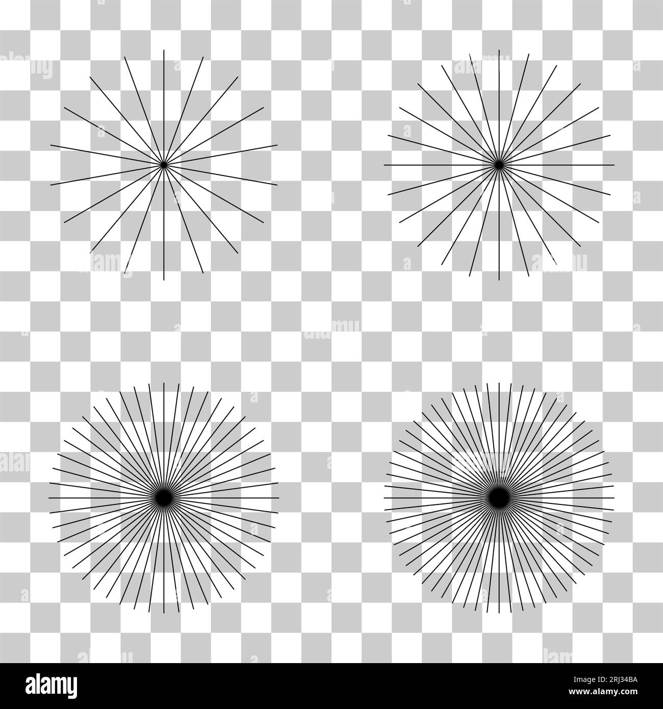 Set of converging radiating lines burst icon, geometric sunburst ...