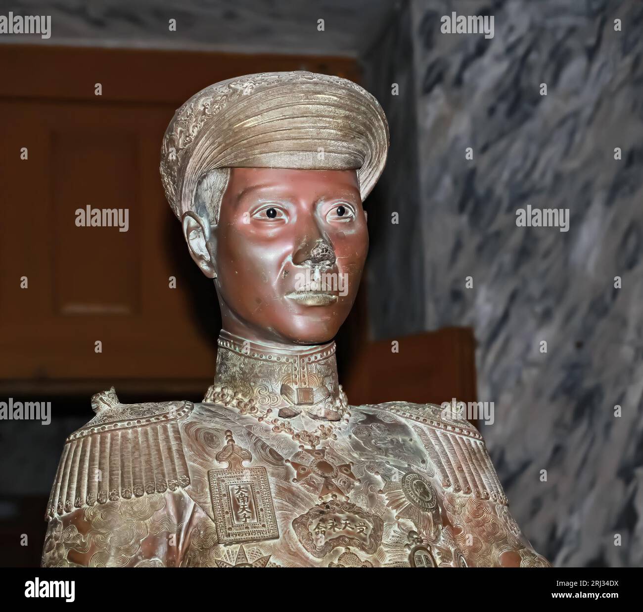 Hue, Vietnam - March 9. 2015: Closeup of statue head of vietnamese ...