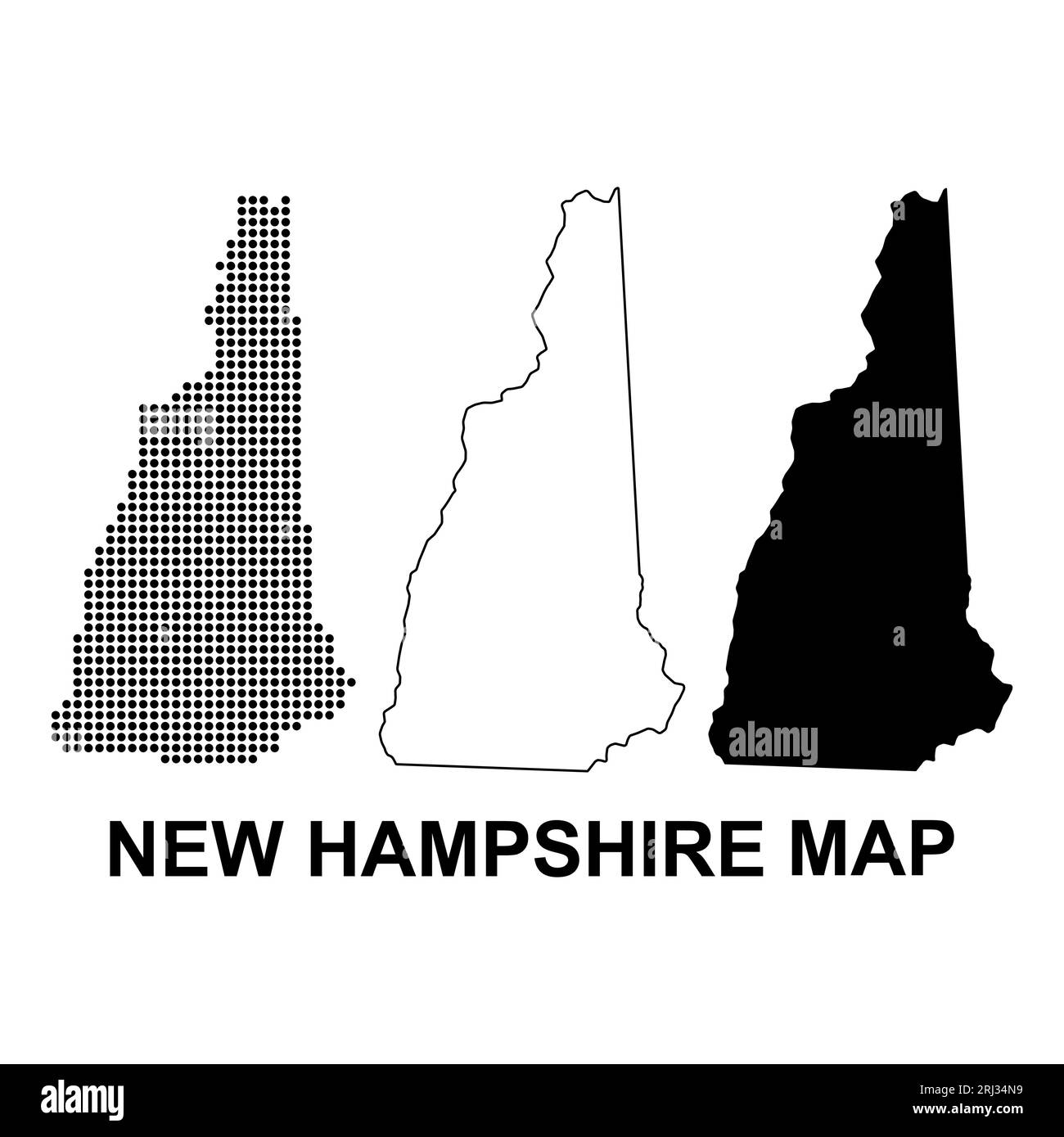 Set of New Hampshire map, united states of america. Flat concept vector ...
