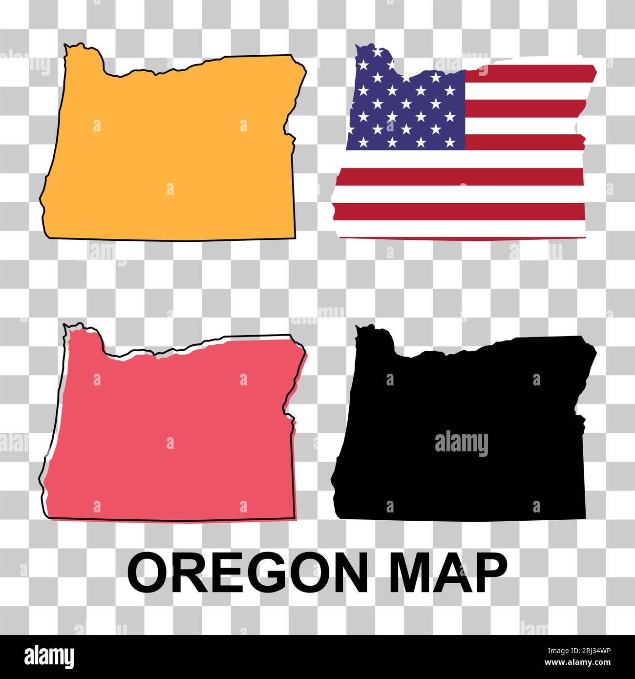 Set of Oregon map, united states of america. Flat concept symbol vector ...