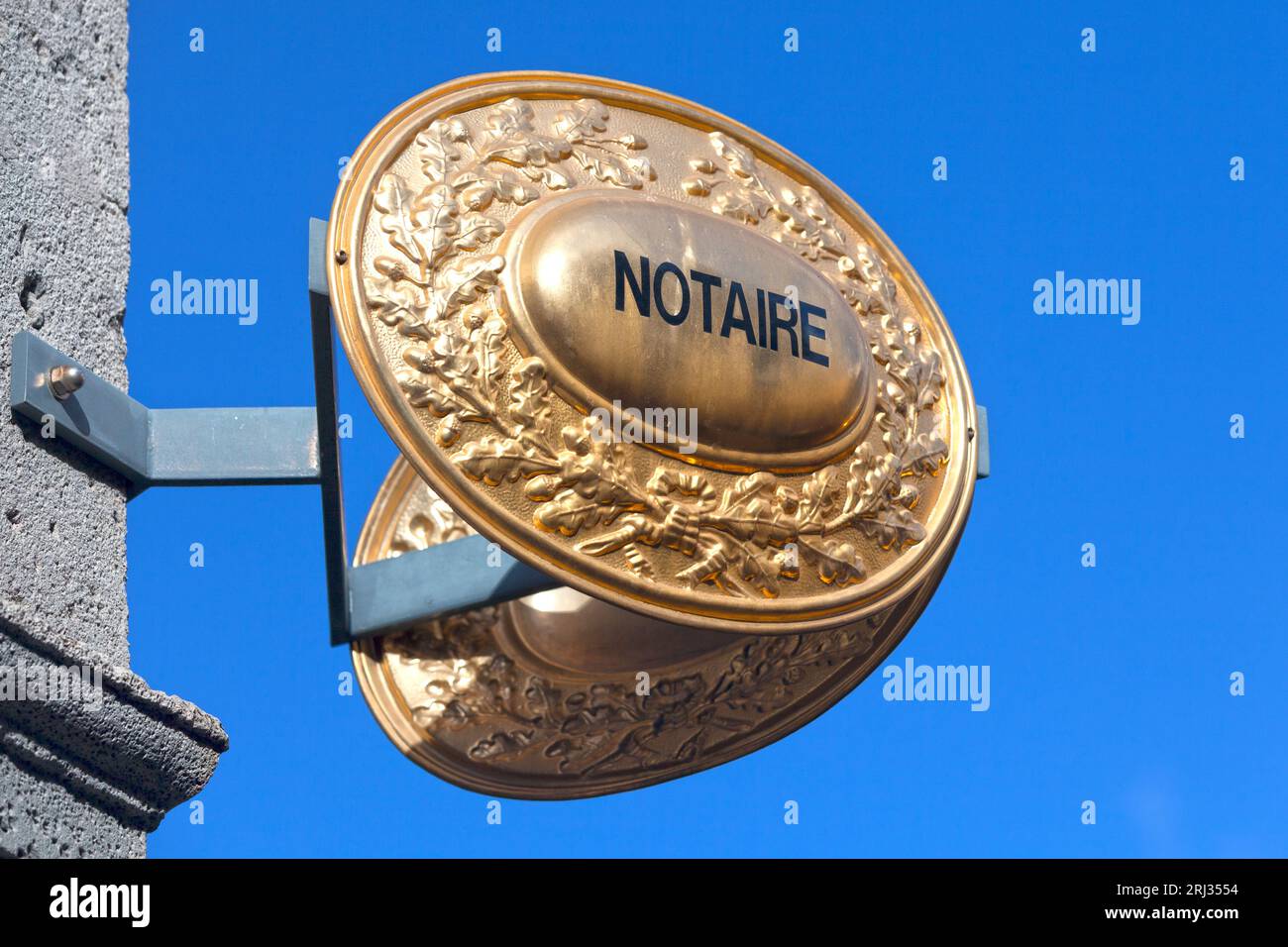 Outdoor sign indicating that a Notaire (french for notary) is ...