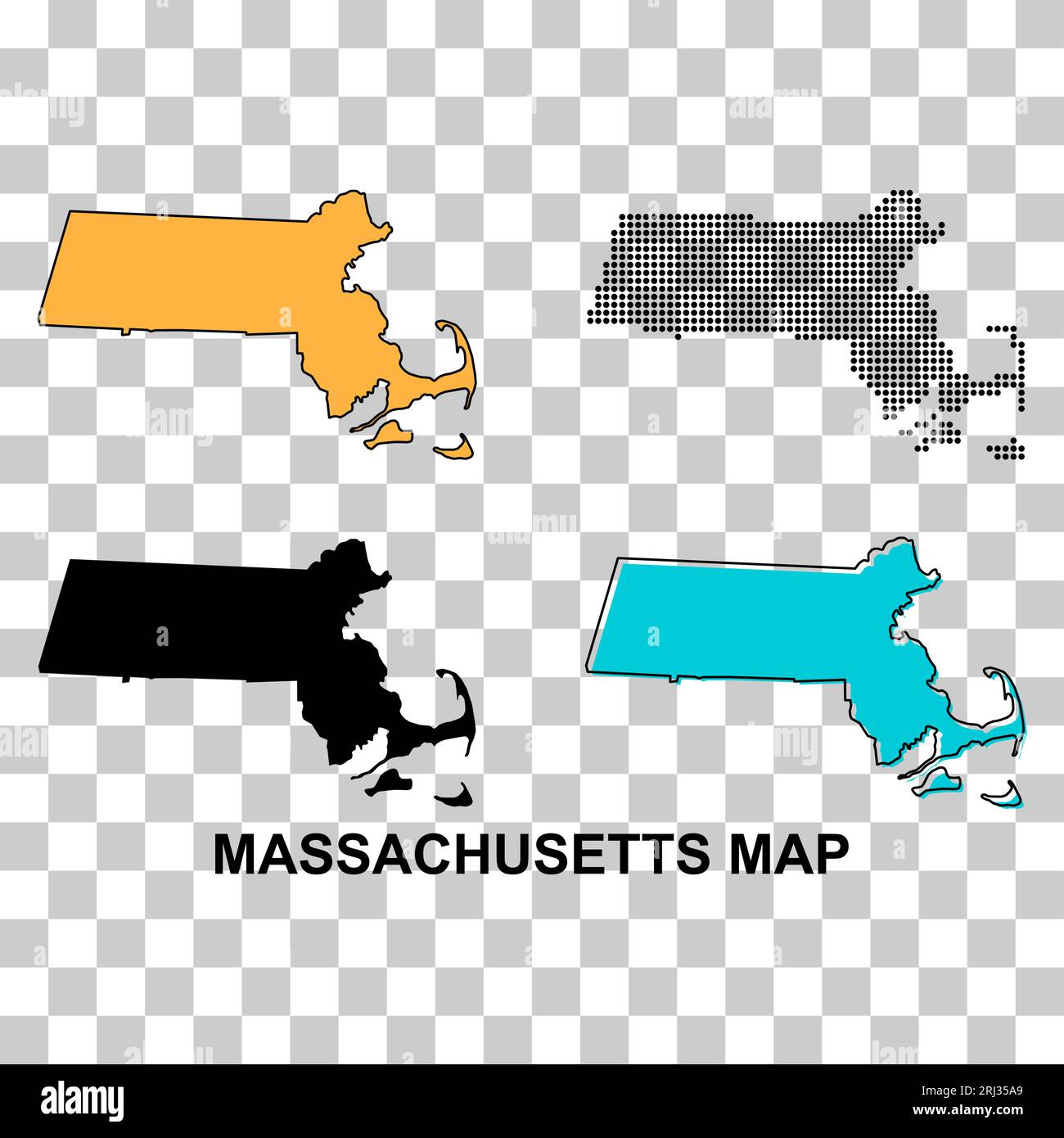 Set of Massachusetts map, united states of america. Flat concept icon ...