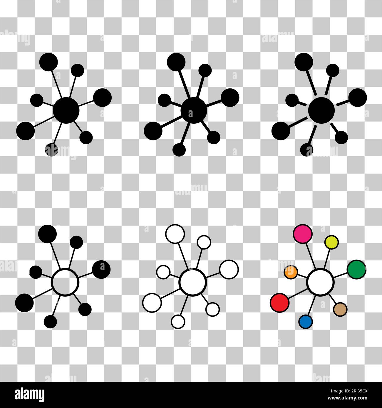 Set of Hub flat network icon, connect structure vector symbol isolated ...