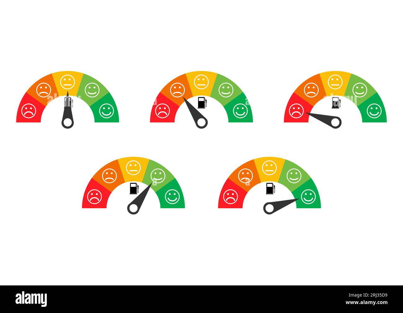 Set of Fuel car indicator icon, gauge petrol automobile meter symbol ...
