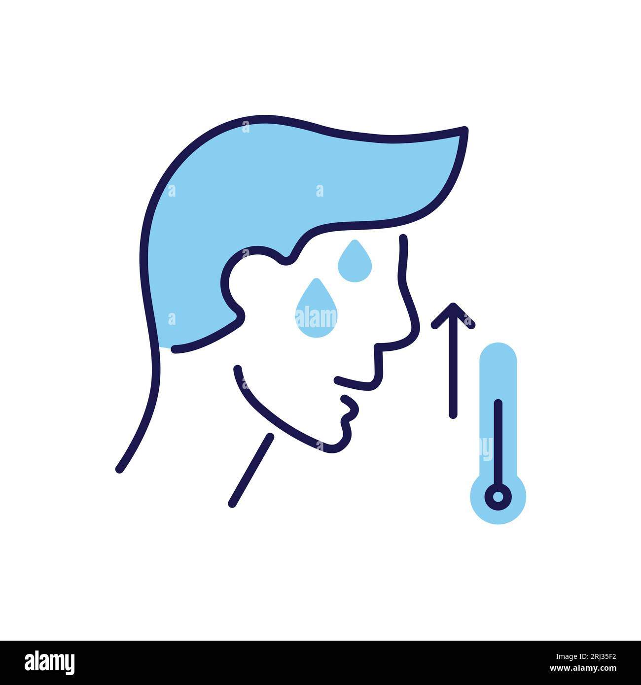 High body temperature related vector icon. Man head and high ...