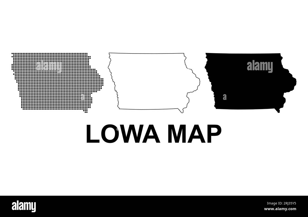 Set of Iowa map, united states of america. Flat concept icon vector ...