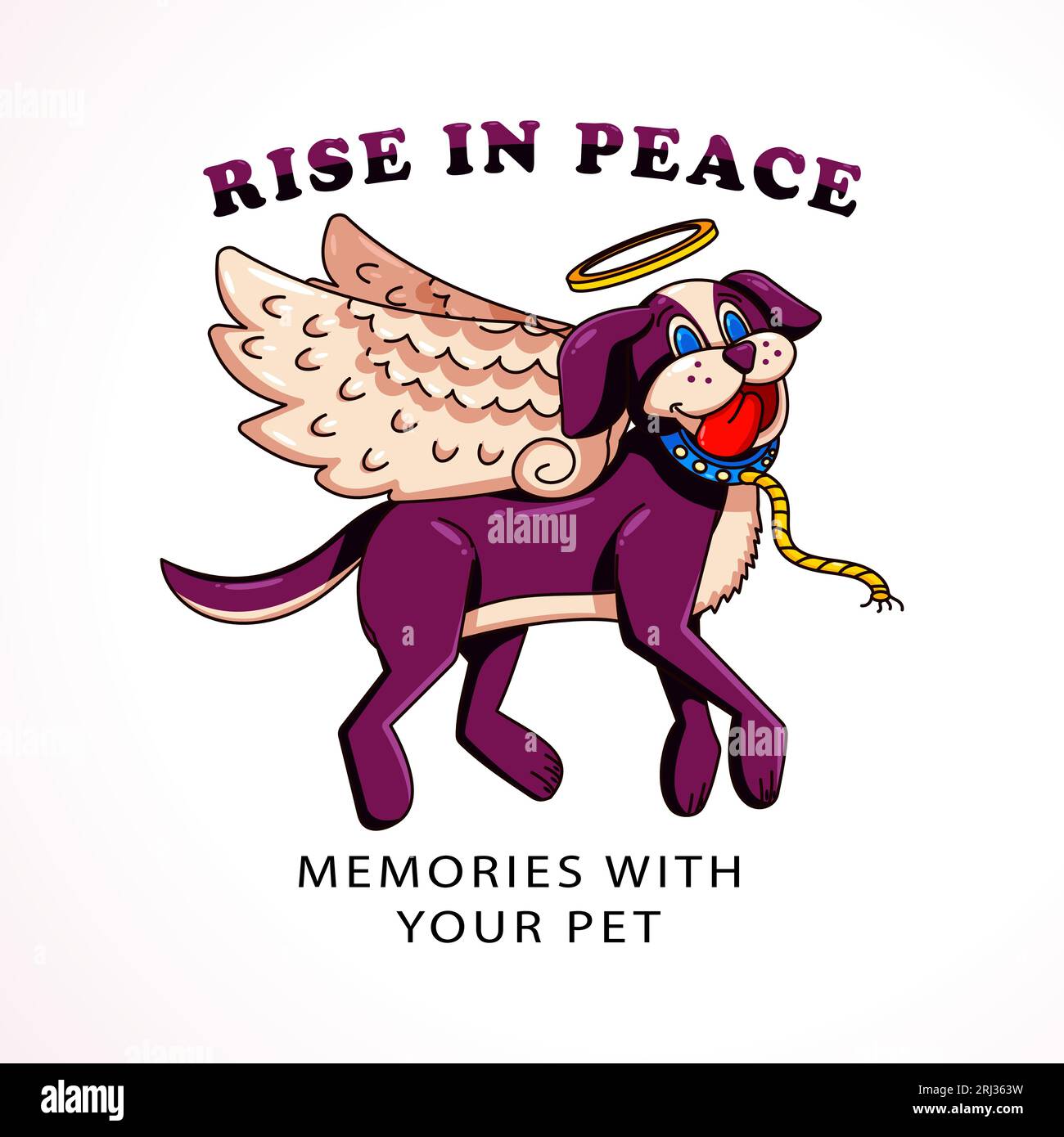 Dog flying to heaven with wings, Perfect for logos, t-shirts, stickers ...