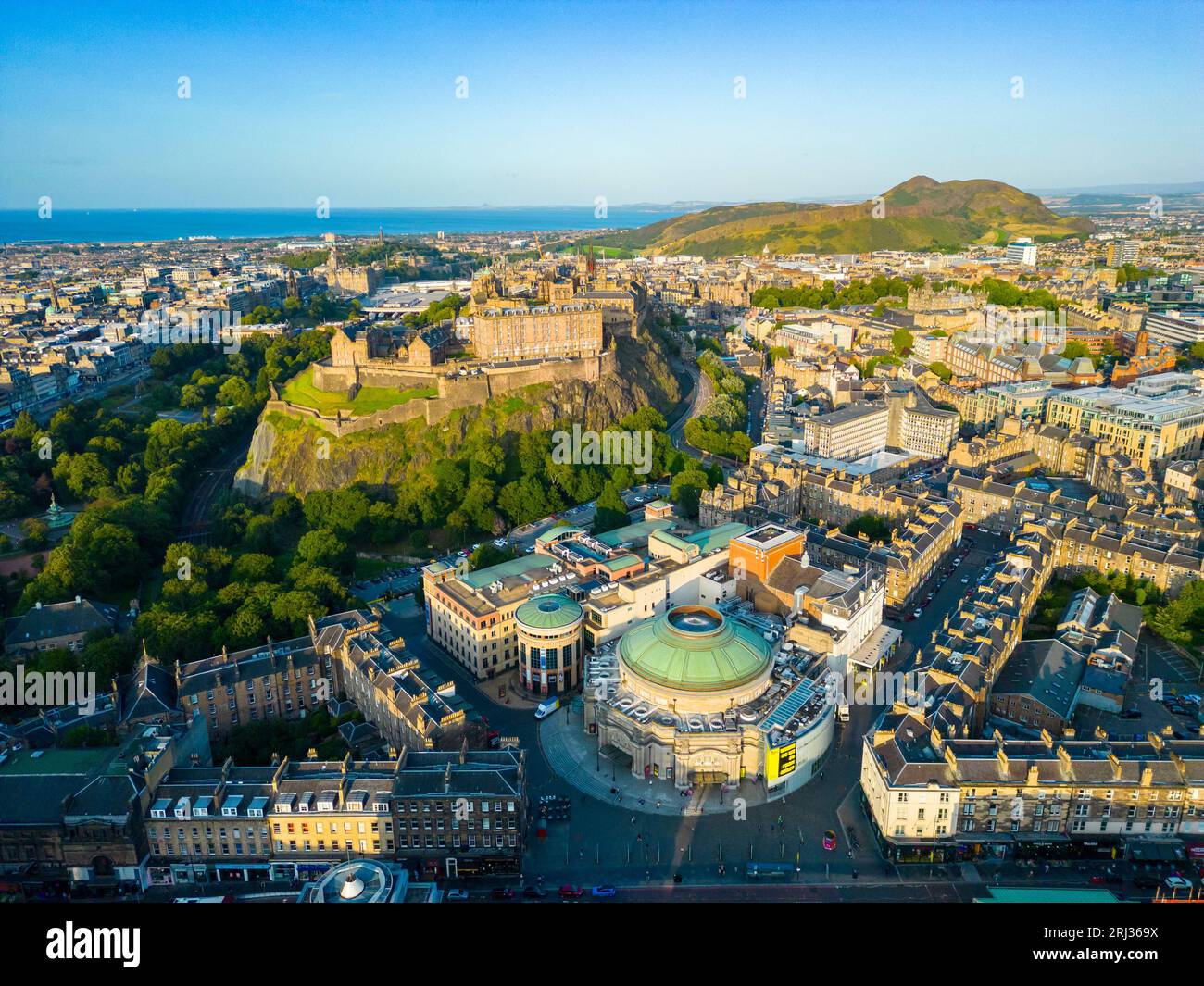Aerial view of Edinburgh Castle and Usher Hall, Traverse Theatre and ...