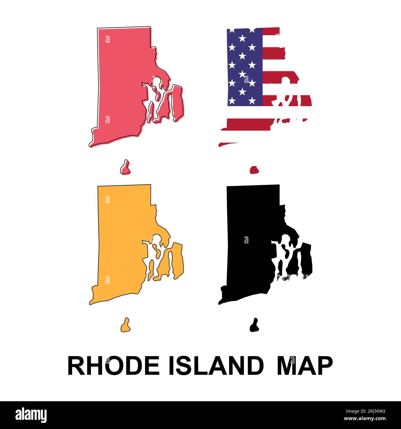 Set of Rhode island map, united states of america. Flat concept symbol ...