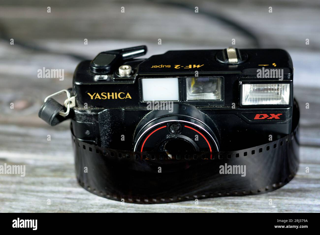 Giza, Egypt, August 12 2023: Yashica MF 2 Super reusable film camera for 35mm film, build in ...