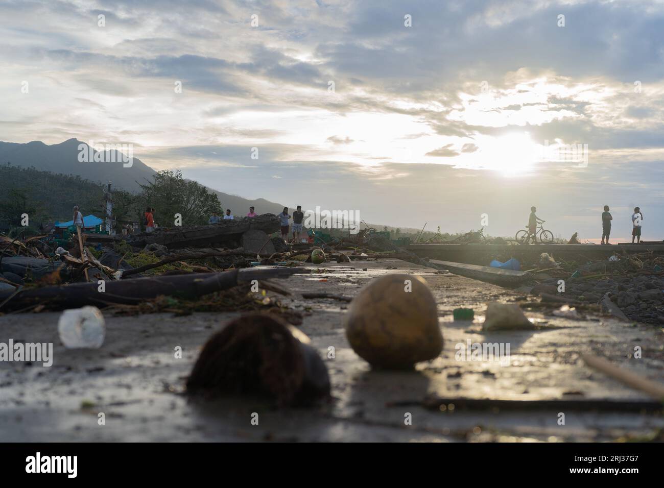 Aftermath of Typhoon Odette (Rai) in a coastal village in Southern ...