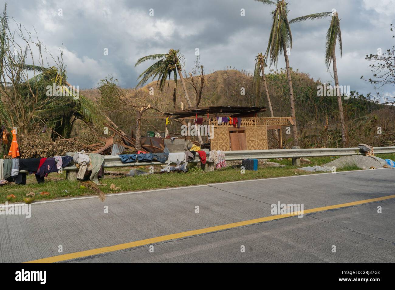 Aftermath of Typhoon Odette (Rai) in a coastal village in Southern Leyte, Philippines Stock ...